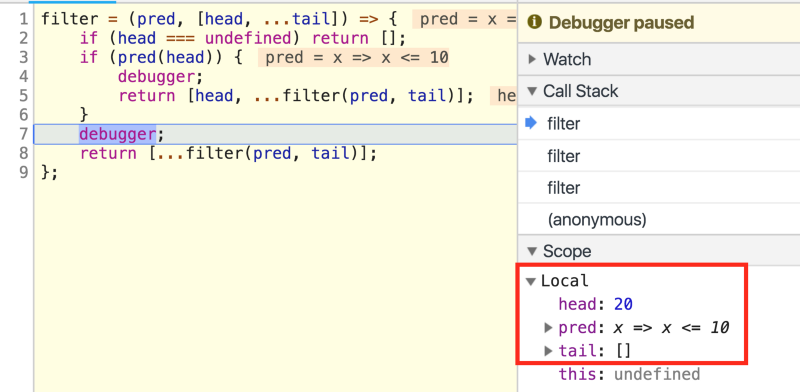 How to implement map, filter, and reduce with recursion