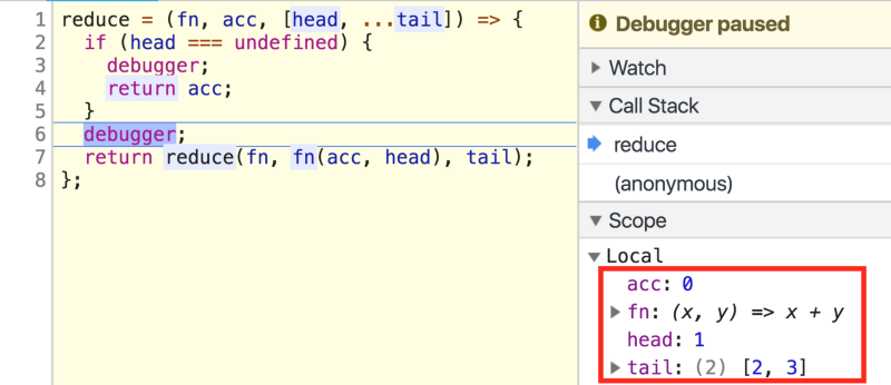How to implement map, filter, and reduce with recursion